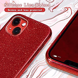 MATEPROX Compatible with iPhone 14 Case Bling Sparkle Cute Girls Women Protective Cases Cover for iPhone 14 6.1" 2022 (Red)
