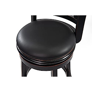 Boraam Florence 24" Counter Height Wood Swivel Stool, Black Sandthru