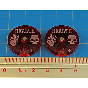 LITKO Cthulhu Dials | Compatible with Eldritch Horror Board Game | Arkham | 2 Pack | Numbered 1-15 | (Red - Wound Dials)
