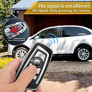 CTRINEWS for BMW Keychain with Leather Keychain, Advanced Soft TPU Surface Grain Key Fob Holder for Classic Style BMW Smart Key(Silver)