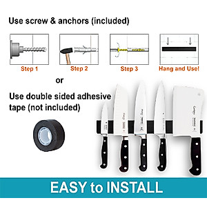 10 Inch Black Wood Magnetic Knife Strip Use as Magnetic Knife Holder - Magnetic Knife Rack - Magnetic Knife Bar - Wall Kitchen Magnetic Utensil Holder