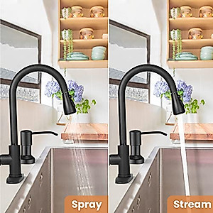 Kitchen Faucets with Pull Down Sprayer High Arc Sink Faucets with Soap Dispenser(Matte Black)