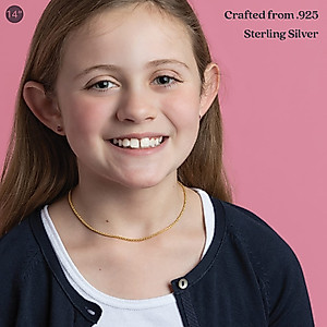 KEZEF 18k 2mm Gold Plated 925 Sterling Silver Necklace Chains Italian Curb Figaro Singapore Popcorn 14"-42" Gold Necklace Chain Sterling Silver Necklace for Women Mens Necklace Chain