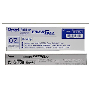 Pentel Refill Ink for BL57/BL77 EnerGel Liquid Gel Pen, 0.7mm, Metal Tip, Blue Ink, Box of 12 (LR7-C-12)