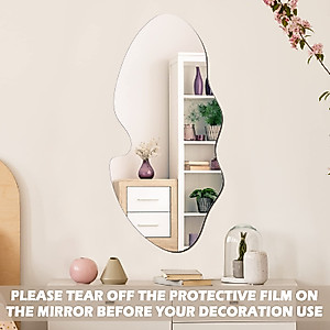 Qunclay Acrylic Irregular Mirror Wall Decor Asymmetrical Wall Mounted Acrylic Body Mirror with 6 Piece Snap Fasteners for Living Room Bathroom Bedroom Entryway Modern Decoration (Abstract Style)