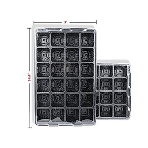 10 Pack -240 Cells -24 Grow Trays with Humidity Dome and Cell Insert - Mini Propagator for Seed Starting and Growing Healthy Plants Durable Reusable and Recyclable
