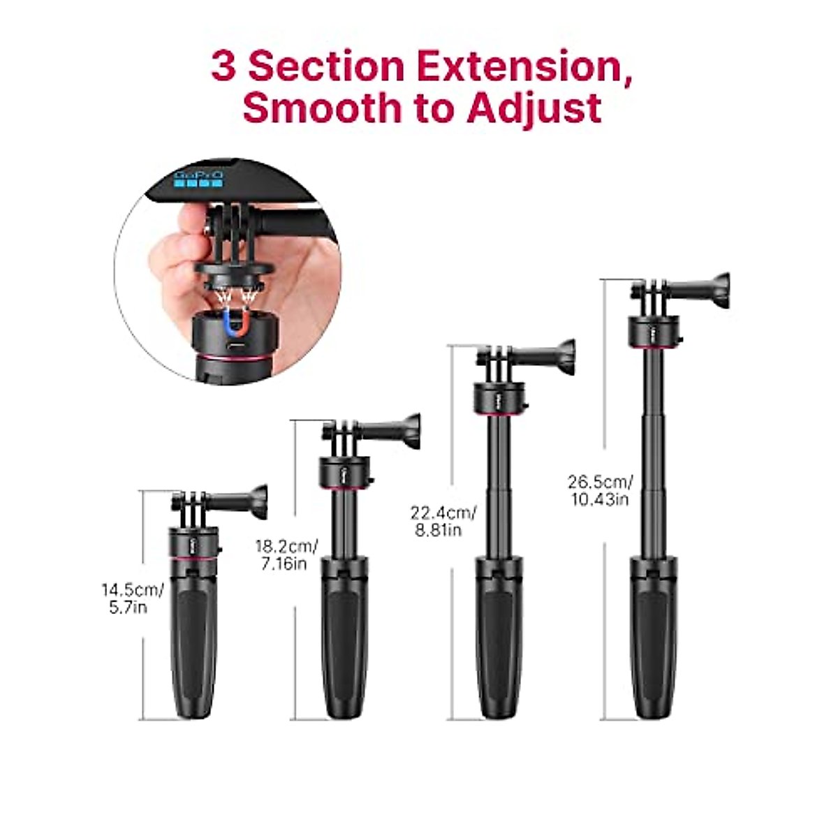 Mini Tripod Mounting Accessories for Gopro - ULANZI Go Quick II Small Tripod Quick Release Compact Vlog Handle Selfie Grip Compatible with Gopro Hero 5/6/7/8/9/10/11 Black/DJI Action/Insta 360/Askaso
