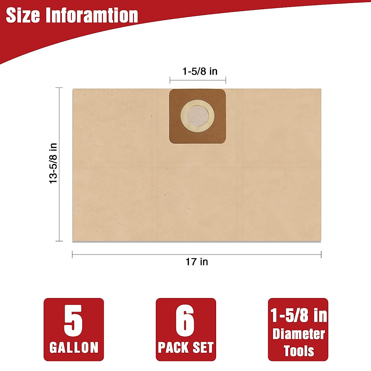 WORKPRO 5 Gallon Wet/Dry Shop Vacuum with Accessories & 5G Dust Collection Bag