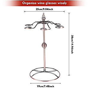 2 Pack Countertop Wine Glass Rack with 6 Hooks Tabletop Wine Glass Stand,Metal Stemware Holder Stand Freestanding Wine Glass Holder Display Rack Elegant Stemware Storage Rack for Home Storage,Bronze