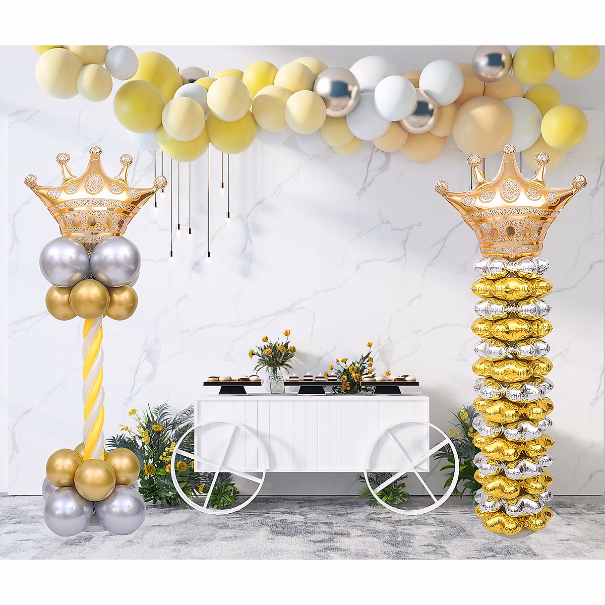 Metal Balloon Column Stand Kit Set of 2, 80 Inch Height Adjustable Balloon Tower Holder for Birthday, Wedding, Baby Shower, Graduation Party Decoration (2 sets)
