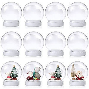 Mimorou 12 Pcs 3.9 Inch Christmas Plastic S Globe with Screw Off Cap Clear Fillable Water Globe DIY S Globes with White Base for Crafts Home Decoration Display Plant