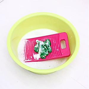 ZYAMY Antiskid Mini Washboard Plastic Washing Board Household for Kids Shirts Clean Laundry Lime Washboard for Laundry, Rose Red