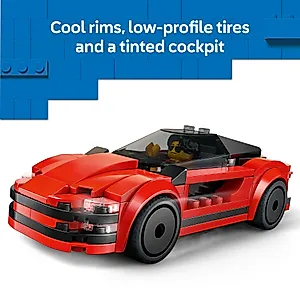 LEGO City Red Sports Car Toy - Building Toy for Kids, Boys and Girls, Ages 5+ - Educational Gift for Birthdays and Holidays - Includes Driver Minifigure and Other Accessories - 60448