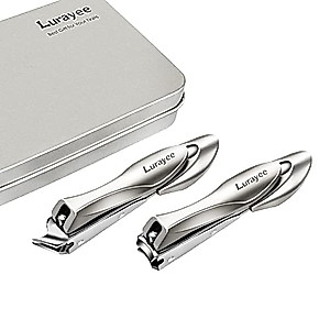 Nail Clipper Set, Professional Nail Clippers for Fingernails and Toenails, 2pcs Stainless Steel Splash Proof Nail Trimmer Nail Cutter Ingrown Toenail Thick Nails Tool Clipper Set