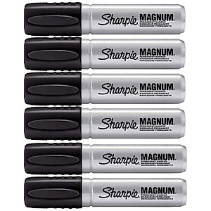 Sharpie Magnum Permanent Marker, Black, 6 PACK