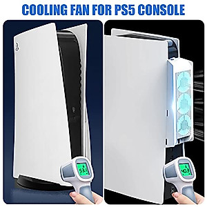 Cooling Fan for PS5 Accessories with 3 Cooling Fans, Luckit Upgraded Quiet Cooler Fan with USB Port and LED Light for Playstation 5 Console Digital