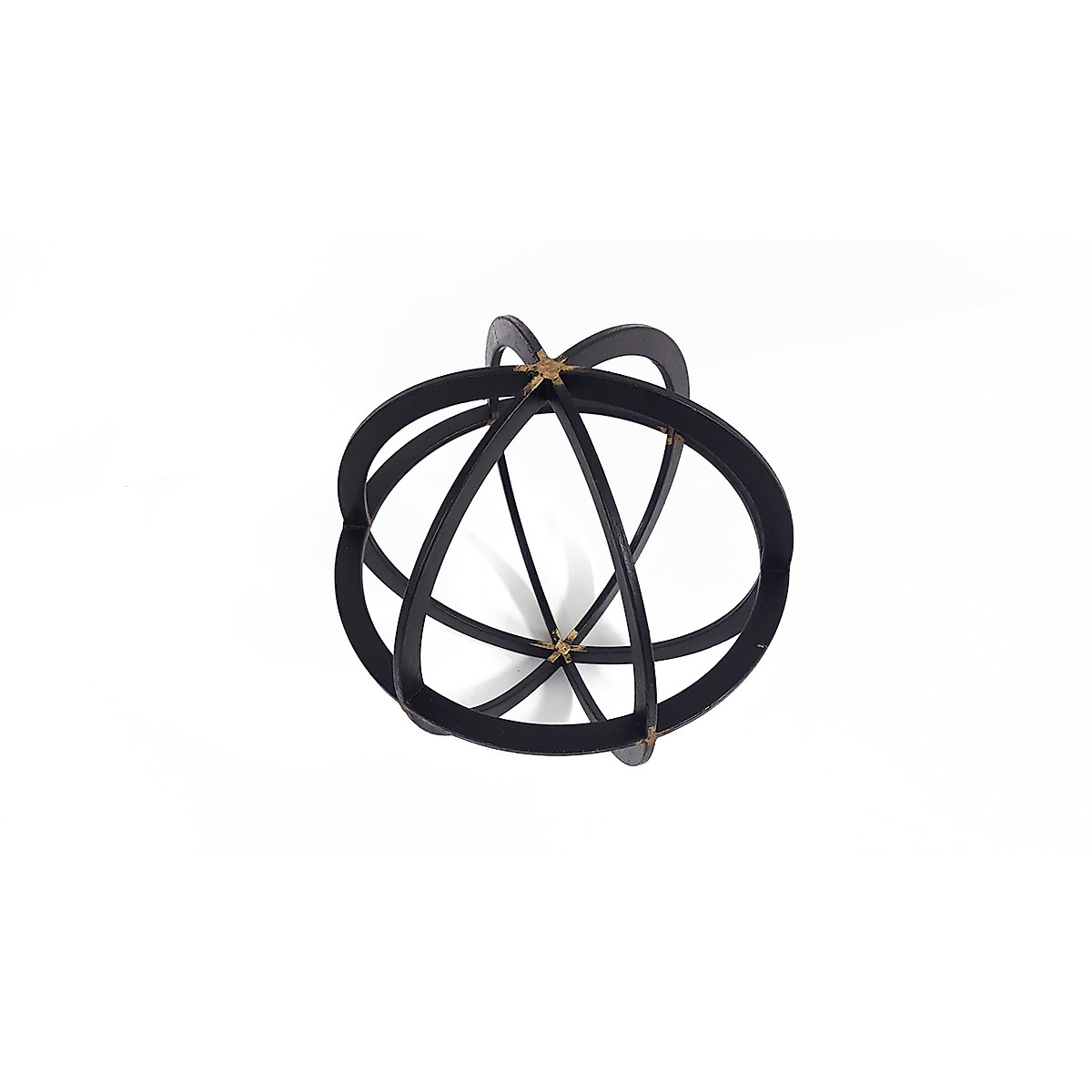 Black & Gold Iron Sphere - 10 inches - Decorative Bands Metal Sculpture - Modern Home Decor Accents - Tabletop Decorations for Living Room, Kitchen, Bedroom - Centerpiece for Coffee Table, Side Tables