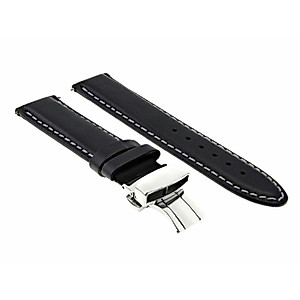 Ewatchparts 20MM SMOOTH LEATHER WATCH BAND STRAP BRACELET DEPLOYMENT CLASP COMPATIBLE WITH IWC BLACK WS