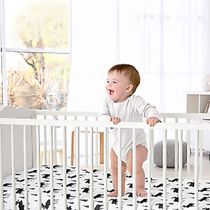 Black and White Woodland Moose Baby or Toddler Fitted Crib Sheet for Rustic Patch Collection by Sweet Jojo Designs