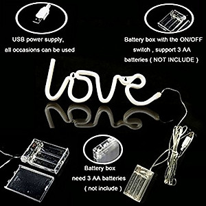 Nordstylee Neon Love Light Signs, Led Love Night Lights Decor Lights for Kid's Gift, Wall/Room Decor, Birthday Party, Christmas, Wedding Decoration(Warm White)