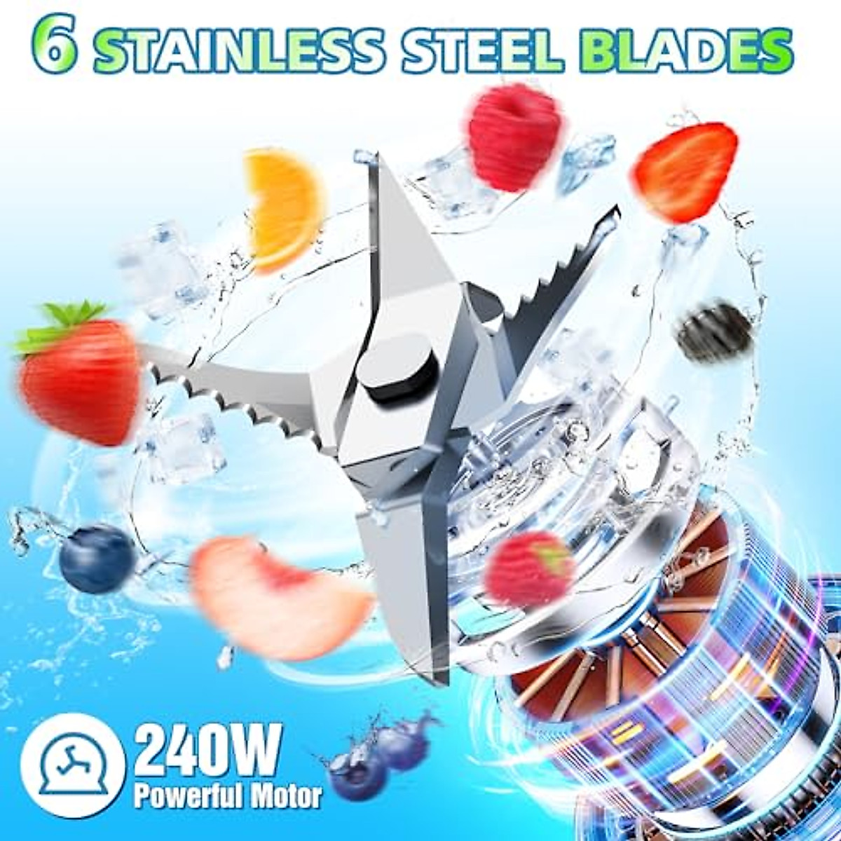 Portable Blender, Portable Blender for Shakes and Smoothies, Personal Size Blender with USB Rechargeable, BPA Free Mini Blender for Kitchen/Travel/Gym