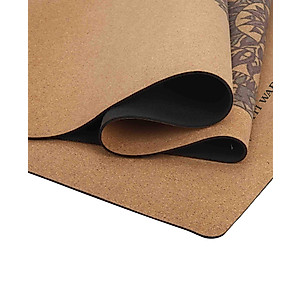 Shakti Warrior Mandala Cork Yoga mat,Extra Long and Wide,Artist Designed, Premium eco friendly mats, Non Slip, Great for Regular & Hot Yoga, Pilates and Work out (84 inchx27 inchx2mm Thick)