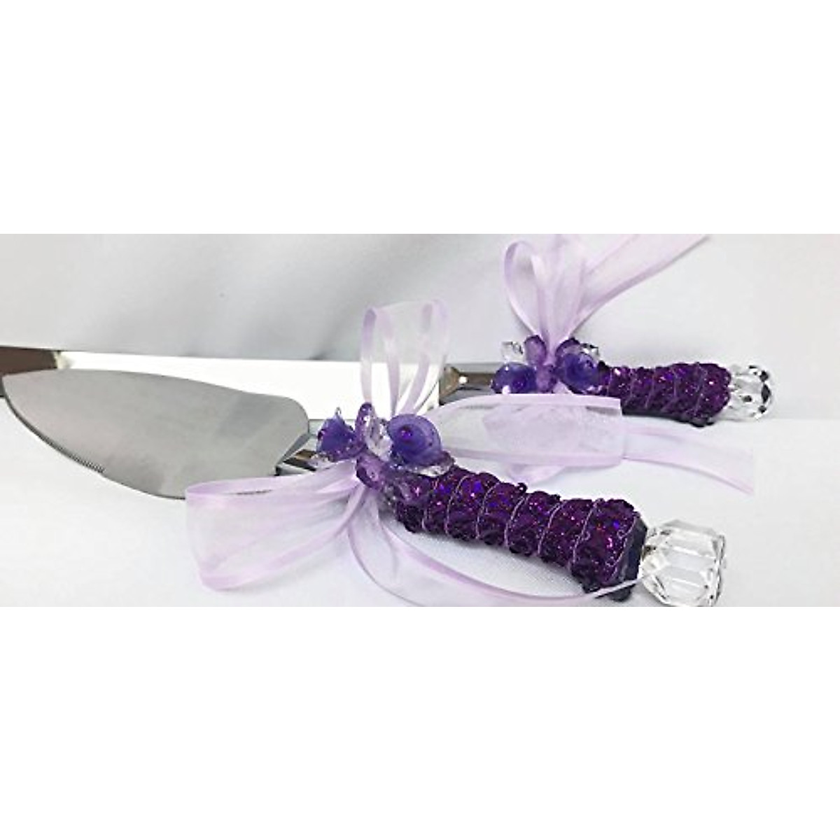 Purple Cake Knife & Server Set Bow Design For Wedding All Occasion