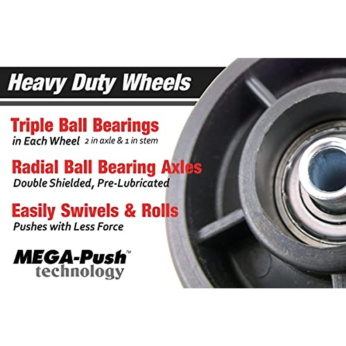 4 Tire Car Wheel Dolly Heavy Duty MEGA-Push Skates Triple Ball Bearings with Brakes 6000 lb Capacity Red