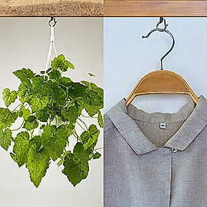 BeneLabel 20-Pack Screw in Hooks for Hanging Plants, String Lights & More - Black Wood Hooks with Safety Buckle Design - Rust Proof & Weather Proof - 40 lbs Capacity