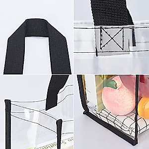 HAOGUAGUA 2-Pack Clear Tote Bag Stadium Approved 12x12x6, Transparent See Through Clear Tote Bag for Work, Sports Games, Concerts, Beach (Black)
