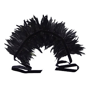 L'VOW Victorian Real Natural Feather Shrug Shawl Shoulder Wrap Cape Gothic Collar (Black)