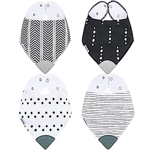 Bazzle Baby Bandana Bib Teething Bib with teether corners for Natural Teething Relief Cotton & Fleece Soak Up Drool Bib