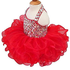Jenniferwu G128F Infant Toddler Baby Newborn Little Girl's Pageant Party Birthday Dress RED Size 12-18M