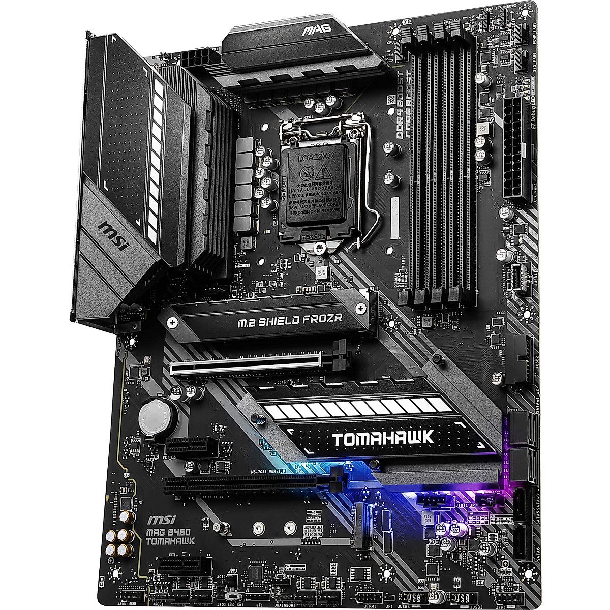 MSI MAG B460 Tomahawk Gaming Motherboard (ATX, 10th Gen Intel Core, LGA 1200 Socket, DDR4, CFX, Dual M.2 Slots, USB 3.2 Gen 2, 2.5G LAN, DP/HDMI, Mystic Light RGB)