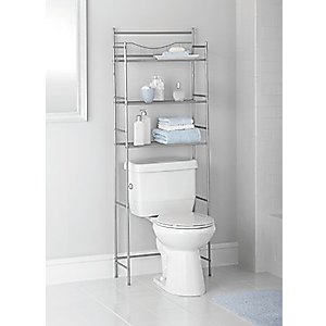 3-Shelf Over Toilet Bathroom Storage Organizer, Cabinet, Towel Rack, Bathroom Space Saver with 3 Shelves, Satin Nickel Finish
