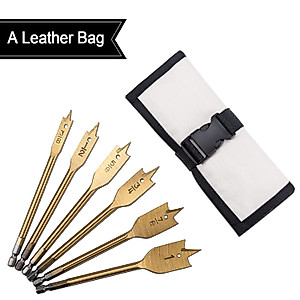 6-Piece Spade Drill Bit Set,Carbon Steel Paddle Flat Bits, for Hole Cutter Woodworking (3/8",1/2", 5/8", 3/4", 7/8", 1")