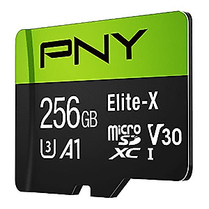 PNY 256GB Elite-X Class 10 U3 V30 microSDXC Flash Memory Card - 100MB/s, Class 10, U3, V30, A1, 4K UHD, Full HD, UHS-I, micro SD