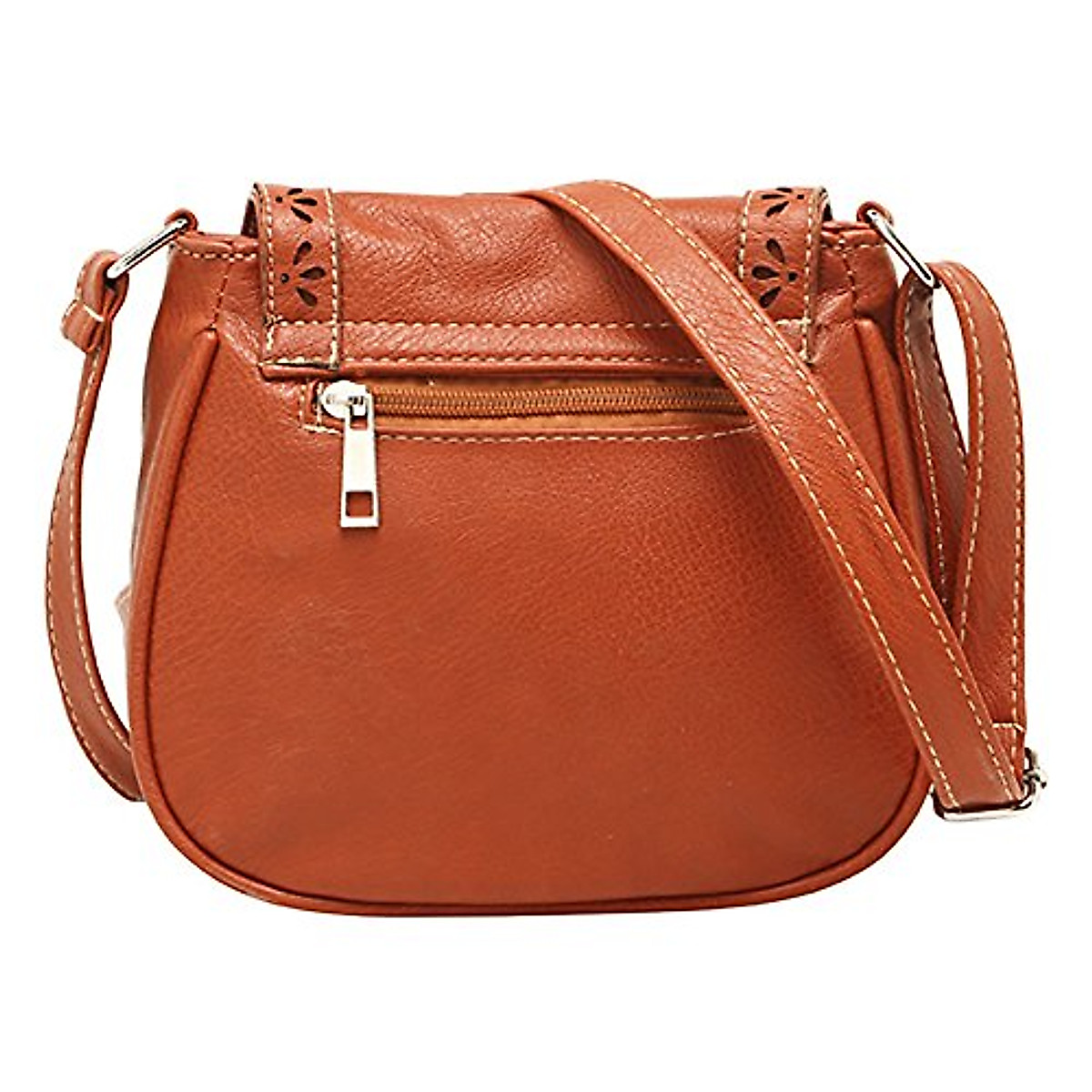 Women's PU Hollow Shoulder Bag Crossbody Bag Front Belt Messenger Bag Red