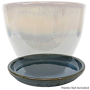 Sunnydaze Ceramic Indoor/Outdoor Flower Pot Saucers Set of 2 - UV- and Frost-Resistant - Forest Lake Green - 12-Inch