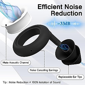 Ear Plugs for Sleeping Noise Cancelling, Reusable Silicone Ear Plugs for Noise Reduction – 6 Ear Tips in S/M/L – 33dB Noise Cancelling Earplugs for Sleep, Concerts, Snoring, Work, Travel, Black