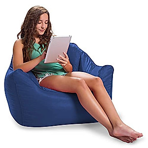Posh Creations Structured Comfy Seat for Playrooms and Bedrooms, Large Bean Bag Chair, Malibu Lounge, Navy