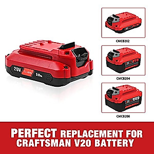 DSANKE CMCB204 3.0Ah 20V Lithium-ion Battery Replacement for Craftsman V20 Lithium Ion Battery CMCB204 CMCB204-2 CMCB202 CMCB202-2 CMCB201 Craftsman V20 Battery