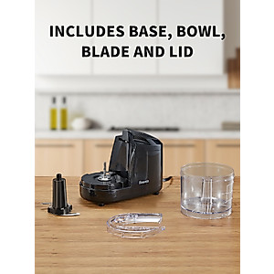 Reemix 1.5-Cup One-Touch Electric Food Chopper, 100W Mini Food Processor Meat Grinder, Mix, Chop, Mince and Blend Vegetables, Fruits, Nuts, Meats, Stainless Steel Blade (Black)