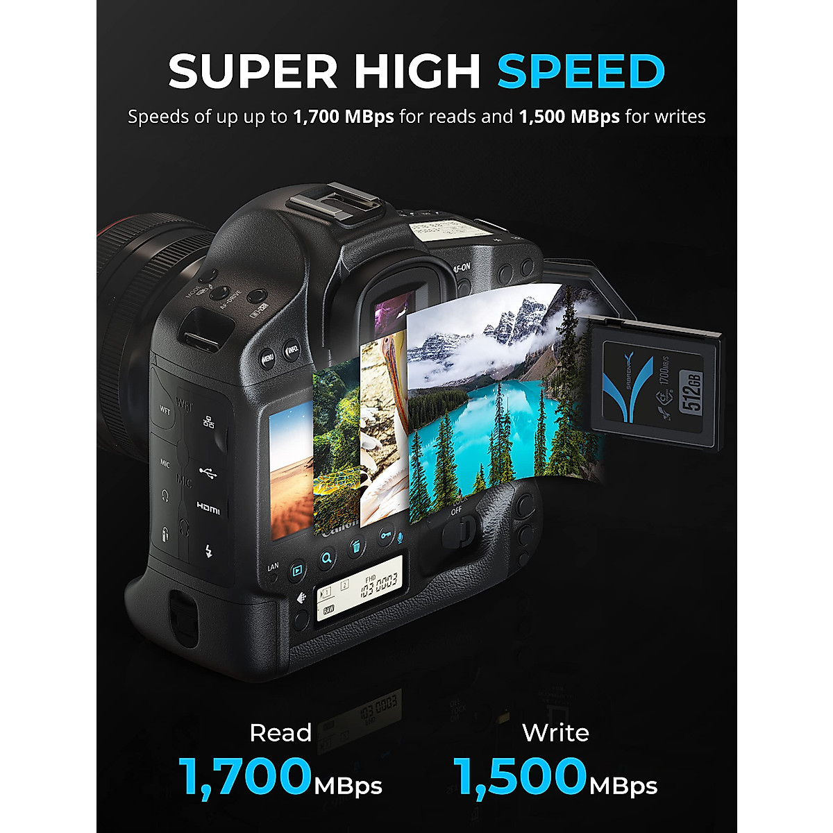 SABRENT Rocket CFX 512GB CFexpress Type B Memory Card R1700MB/s W1500MB/s (CF-XTBT-512)