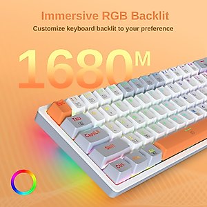 60% Keyboard Mechanical, Mini Wired Gaming Keyboard Compact 60 Percent Keyboard, RGB Backlit Hot-Swappable Red Switch Fully Programmable for Windows Laptop PC Mac,K642WGO White-Gray