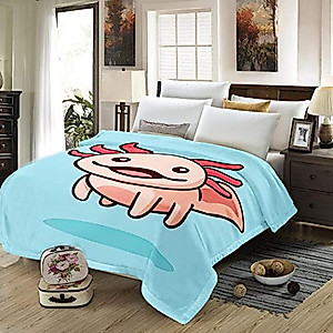 Axolotl Blanket,Plush and Warm Home Soft Cozy Portable Fuzzy Throw Blankets for Couch Bed Sofa,Cute Axolotl (Ambystoma Mexicanum) in Front of A Light Blue,40"x50"