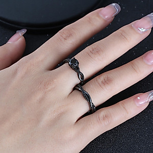 Half Eternity Twisted Wedding Band for Women by Ginger Lyne, Black 925 Sterling Silver Wedding Rings CZ Stackable Rings, Promise Ring for Her Anniversary Cubic Zirconia Engagement Rings for Women