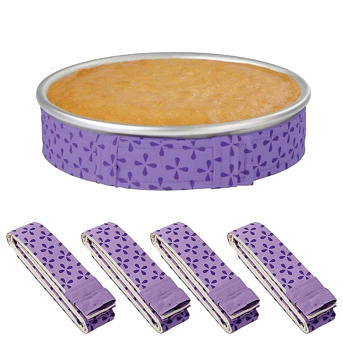 Mity rain 4-Piece Cake Pan Dampen Strips, Super Absorbent Thick Cotton Strips for Baking, Cake Leveler and Baking Supplies