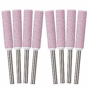 OIIKI 8 Pack Burr Grinding Stone File, Chainsaw Sharpener 7/32Inch 5.5mm (Pink)