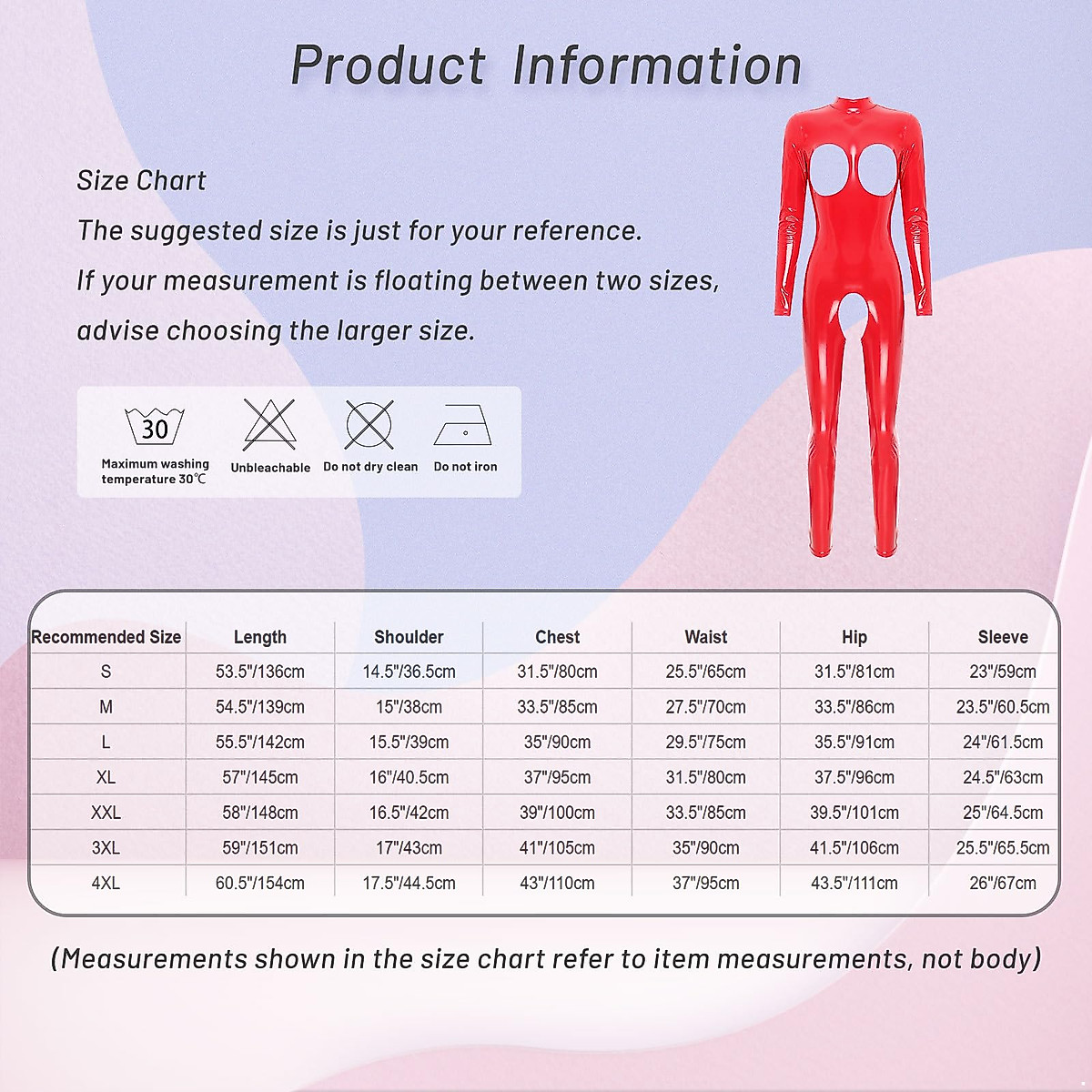 ACSUSS Womens Hollow Out Crotchless Jumpsuit Open Chest Long Sleeve Mock Neck Patent Leather Bodysuit Black Medium